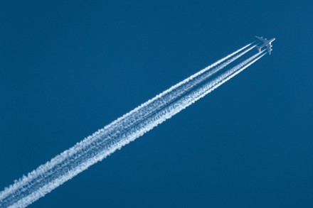 Airline Commercial Aircraft Overflying Blue Sky Editorial Stock Photo ...