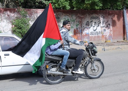 Students On Motorcycle Holds Palestine Flags Editorial Stock Photo ...