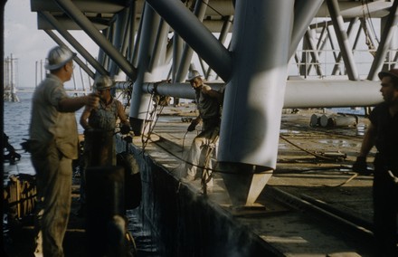 Men Working During Offshore Oil Rig Editorial Stock Photo - Stock Image ...