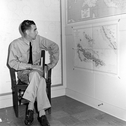 Lieutenant Commander Harry Heneberger Looking Map Editorial Stock Photo ...