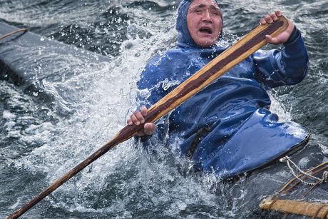 Local Inuit Performing Kayak Demonstration Arctic Editorial Stock Photo ...
