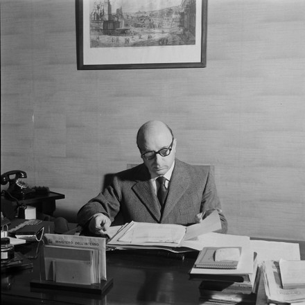 Italian Prime Minister Mario Scelba Working Editorial Stock Photo ...