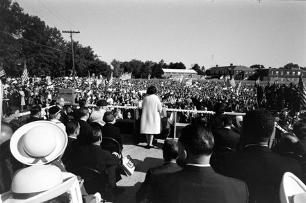 Lady Bird Johnson Addressing Crowd During Editorial Stock Photo - Stock ...