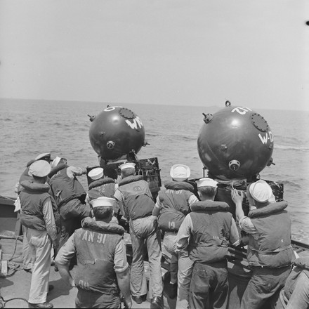 Navy Lifting Naval Mines On Boat Editorial Stock Photo - Stock Image ...