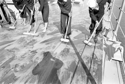 Sailors Cleaning Deck Uss Indianapolis United Editorial Stock Photo ...