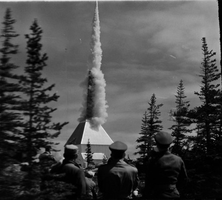 Men Watching Launching Aerobee Rocket Part Editorial Stock Photo ...