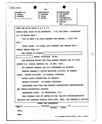 Fbi Memo Concerning Death Threat Against Editorial Stock Photo - Stock ...