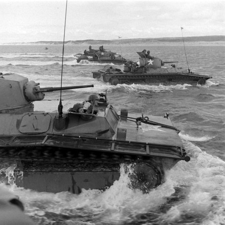 Soldiers Riding Amphibious Tractors Called Alligator Editorial Stock ...