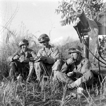 Soldiers Eating Beside Gatling Gun During Editorial Stock Photo - Stock ...