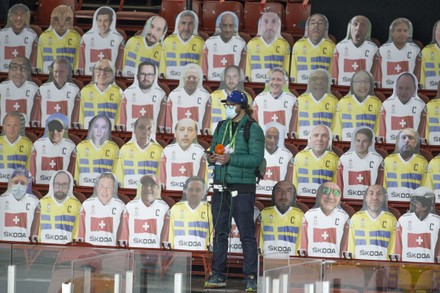 Reporter Watches Front Cardboard Figures Replacing Editorial Stock ...