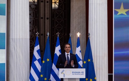 Greek Prime Minister Kyriakos Mitsotakis Addresses Editorial Stock ...