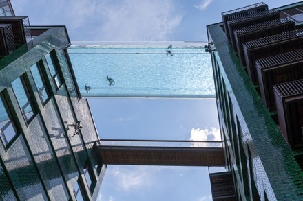 Swimmers Use Sky Pool Worlds First Editorial Stock Photo - Stock Image ...
