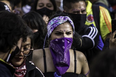 Protester Seen Purple Scarf Color Historically Editorial Stock Photo ...