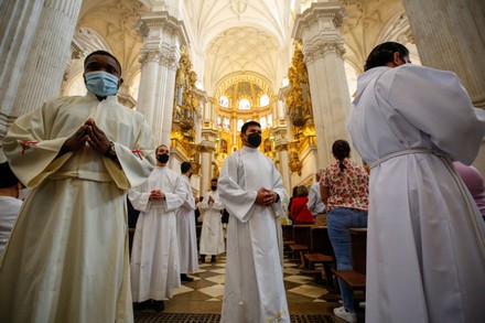Some Priests Wearing Face Masks During Editorial Stock Photo - Stock ...