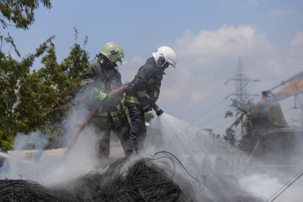 Firefighters Try Douse Fire On Pile Editorial Stock Photo - Stock Image ...