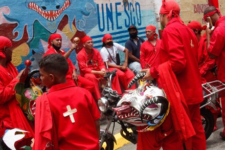 Men Dressed Dancing Devils Rest During Editorial Stock Photo - Stock ...