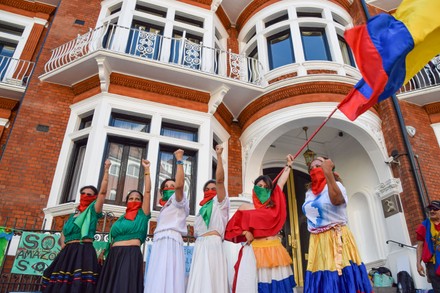 Anti-government protest at the Colombian Embassy in London, UK - 05 Jun ...