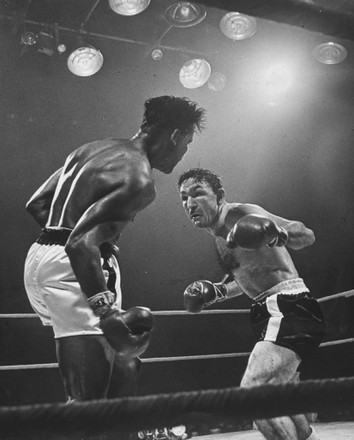 Boxers Ray Robinson Carmen Basilio Fighting Editorial Stock Photo ...