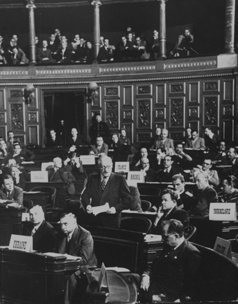 Soviet Delegate Andrei Vishinsky Speaking During Editorial Stock Photo ...