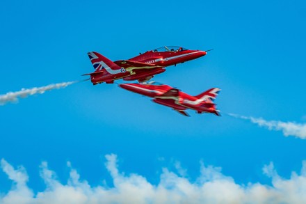 Red Arrows Performing Their First Uk Editorial Stock Photo - Stock ...