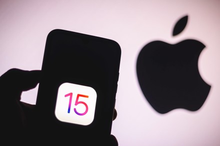 This Photo Illustration Ios 15 Logo Editorial Stock Photo - Stock Image ...