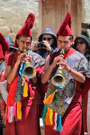Buddhist Monks Play Traditional Musical Instruments Editorial Stock ...