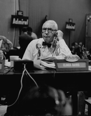 Commentator Elmer Davis Seated Behind Desk Editorial Stock Photo ...