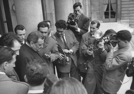 French Politician Joseph Laniel Surrounded Outside Editorial Stock ...