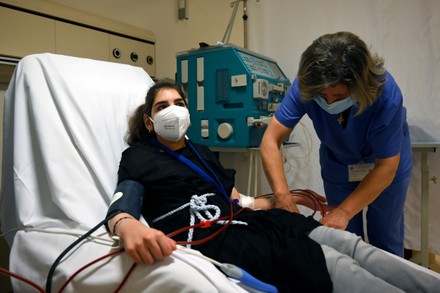 Nurse Checks Patient Undergoes Dialysis Intensive Editorial Stock Photo ...