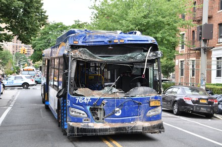 MTA Bus Crash in Brooklyn, New York, USA - 11 Jun 2021 Stock Pictures ...