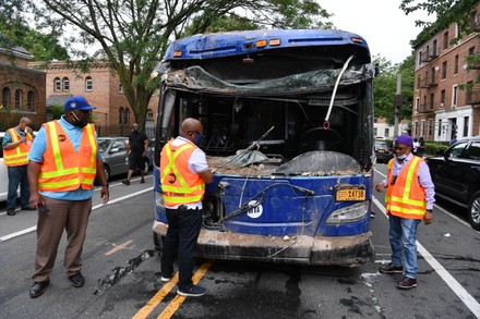 MTA Bus Crash in Brooklyn, New York, USA - 11 Jun 2021 Stock Pictures ...