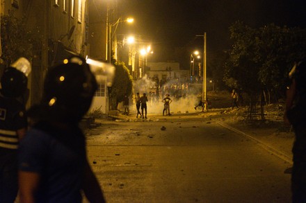 Protesters Throw Rocks Solid Objects On Editorial Stock Photo - Stock ...