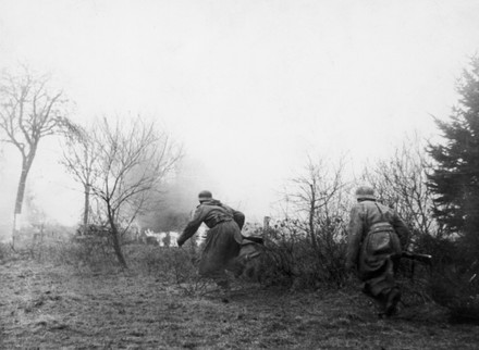 German Soldiers Crouch They Run Towards Editorial Stock Photo - Stock ...