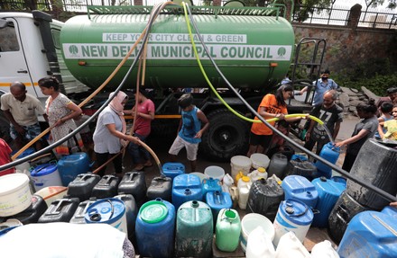 People Fill Canisters Containers Water Tanker Editorial Stock Photo ...