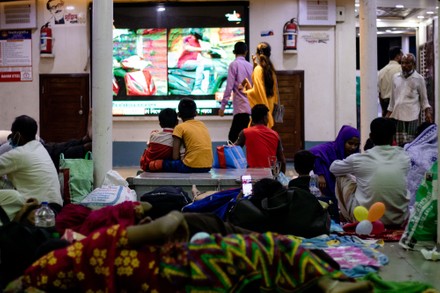 Two Siblings Watching Tvtelevision Together On Editorial Stock Photo ...
