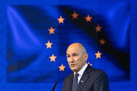Slovenian Prime Minister Janez Jansa Speaks Editorial Stock Photo ...
