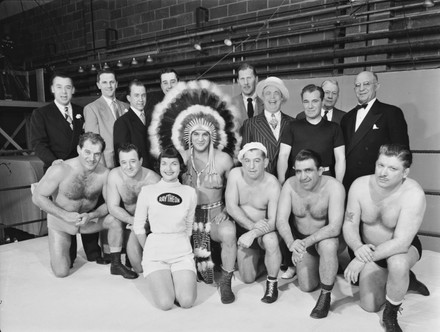 Portrait Group Professional Wrestlers Including Chief Editorial Stock ...