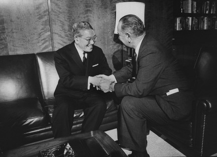 Lr Japanese Premier Hayato Ikeda Conferring Editorial Stock Photo ...
