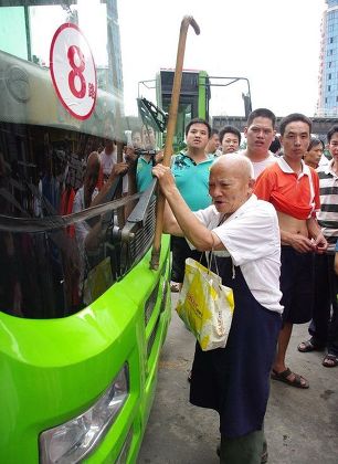 Old Man Stands Front Bus Protest Editorial Stock Photo - Stock Image ...