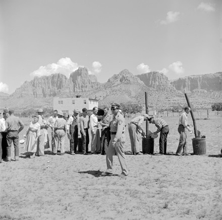 Police Officer Standing Group Arrested Mormons Editorial Stock Photo ...