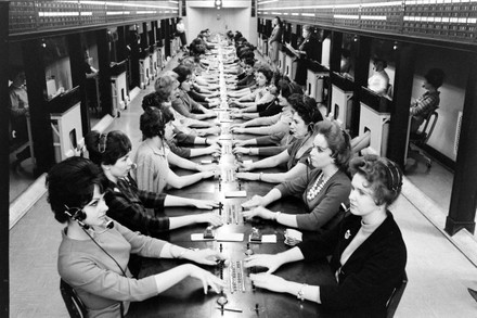 Allwomen Staff Switchboard Operators Sits Close Editorial Stock Photo ...