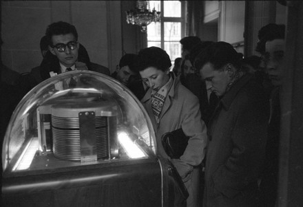 Parisians Listening Jukebox Playing Jazz Music Editorial Stock Photo ...