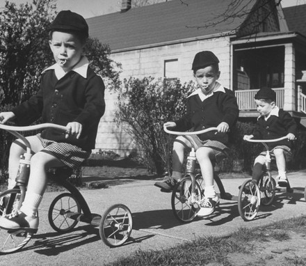 Set Triplets Riding Their Tricycles Jackie Editorial Stock Photo ...