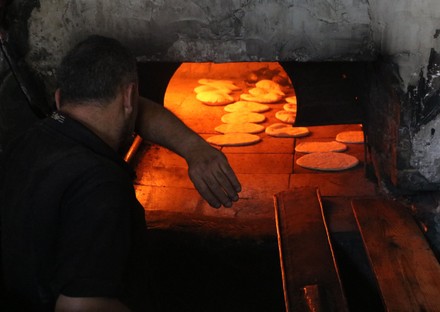 Palestinian Bakers Make Bread Food Using Editorial Stock Photo - Stock ...