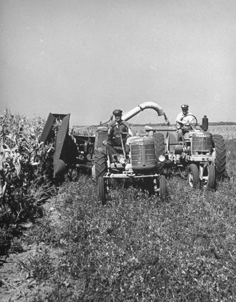 Men Using Machinery Hauled On Tractors Editorial Stock Photo - Stock ...