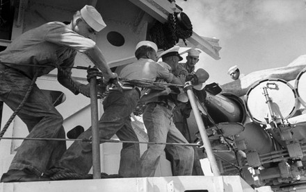 American Sailors Loading Torpedoes Aboard Ship Editorial Stock Photo ...