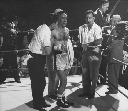 Carmen Basilio L Punching Johnny Saxton Editorial Stock Photo - Stock ...