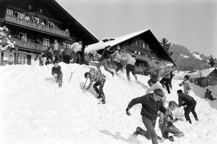 Students Have Snowball Fight On Hill Editorial Stock Photo - Stock ...
