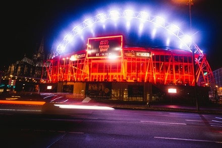 Music Dom Illuminated Red Light Cologne Editorial Stock Photo - Stock ...
