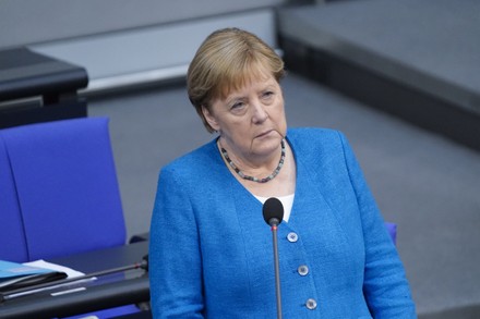 German Chancellor Angela Merkel Bundestag During Editorial Stock Photo ...